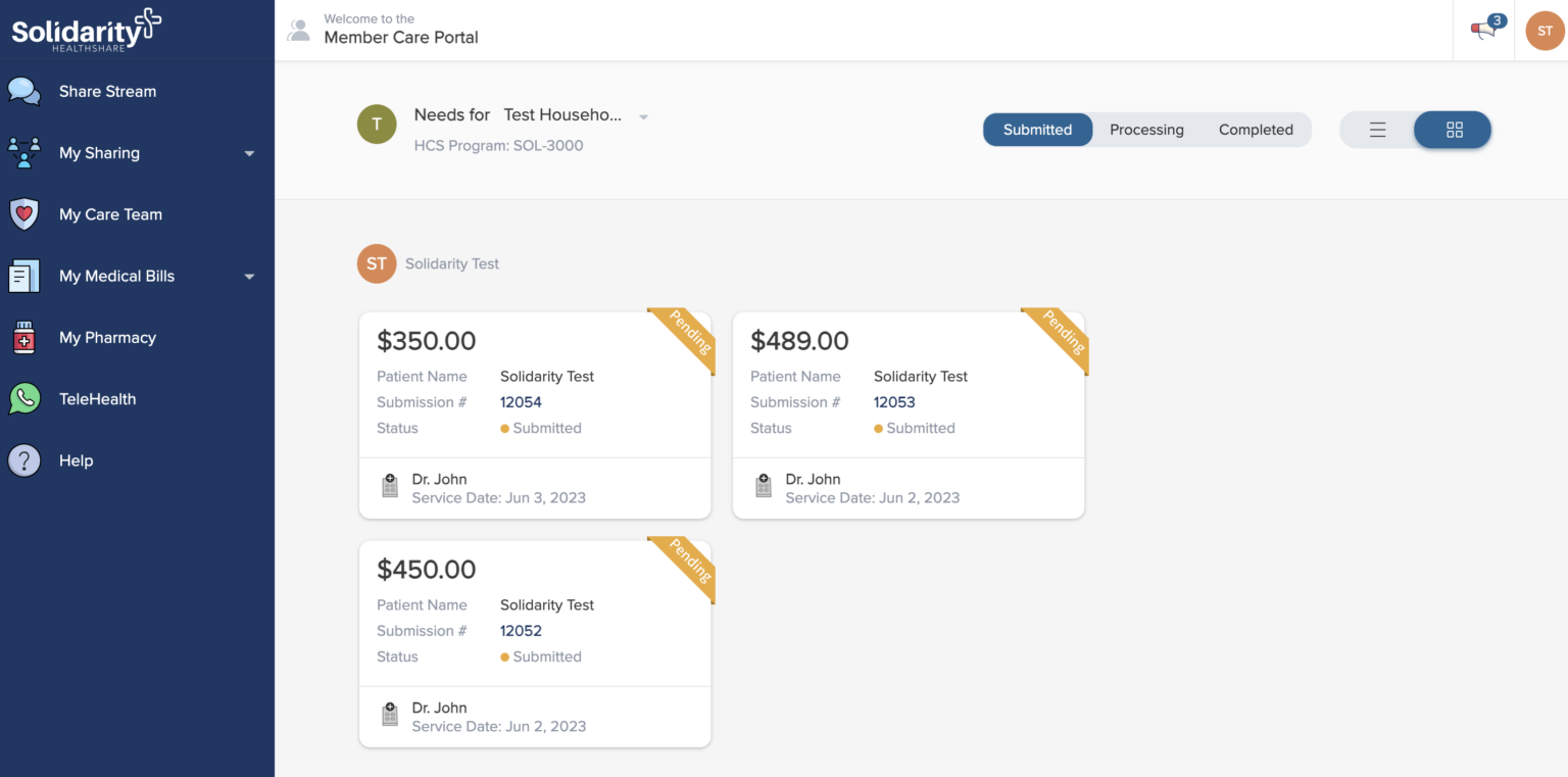 Enhanced Bill Submission Wizard - Solidarity HealthShare